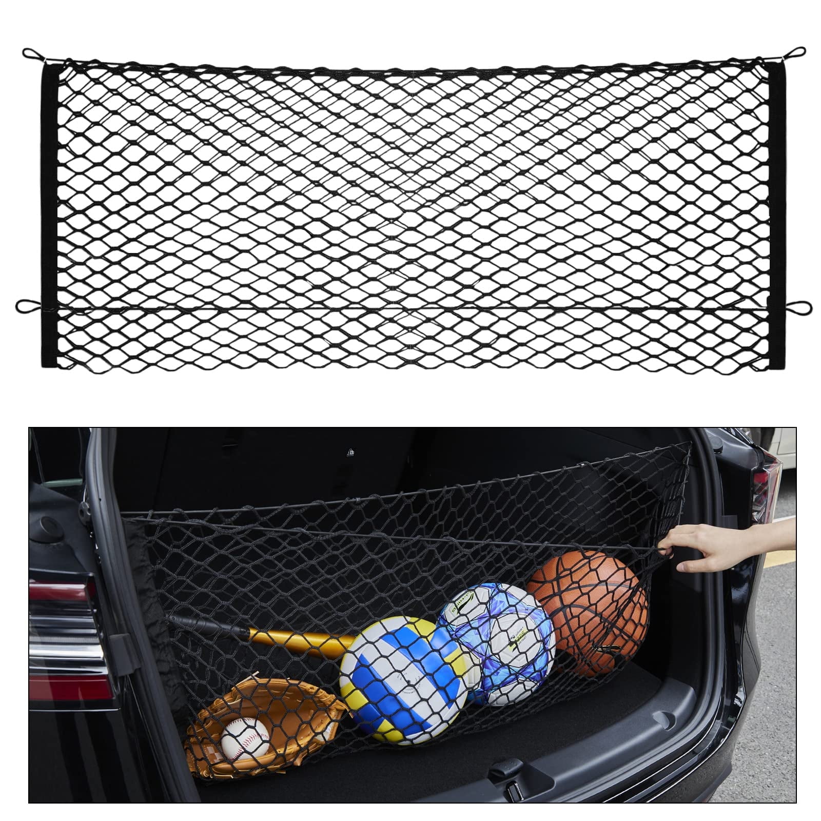 SPEEDWOW Envelope Style Trunk Cargo Net, Trunk Organizer with Metal ...