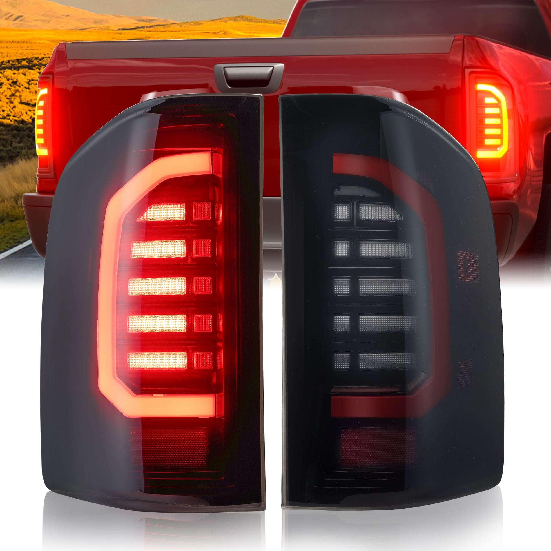 SPEEDWOW LED Tail Lights Black Smoke For 2007-2013 Chevy Silverado 1500 2500 HD 3500 HD ...