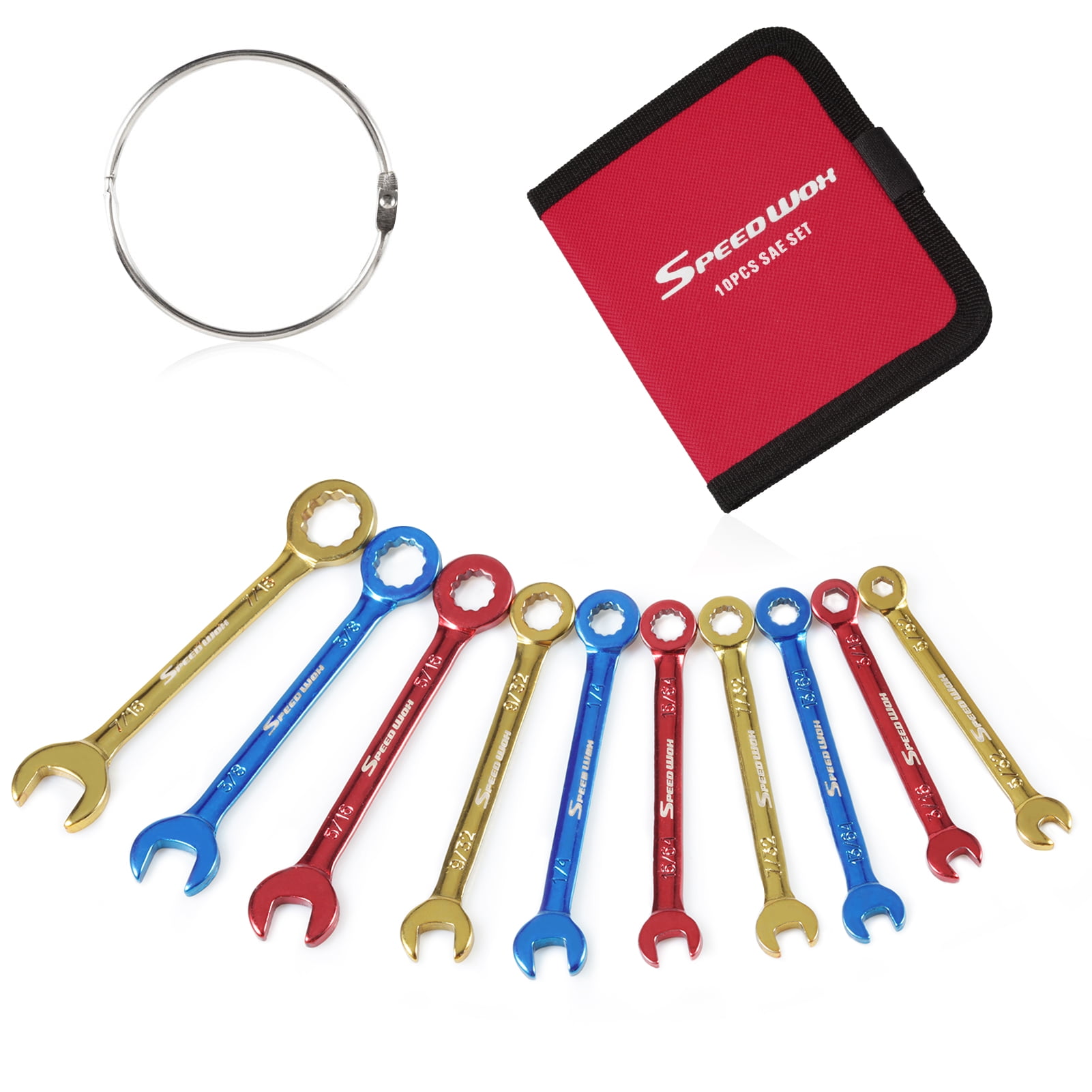 SPEEDWOX 10 Pcs SAE Mini Wrench Set, Color Plated, Open and Box End ...