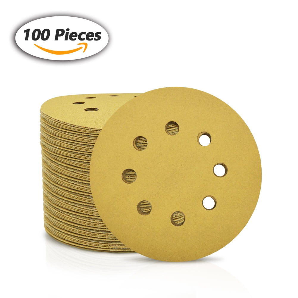 SPEEDWOX 100 Pcs 5 inch 8 Hole Sanding Discs 180 Grit Dustless Hook and ...