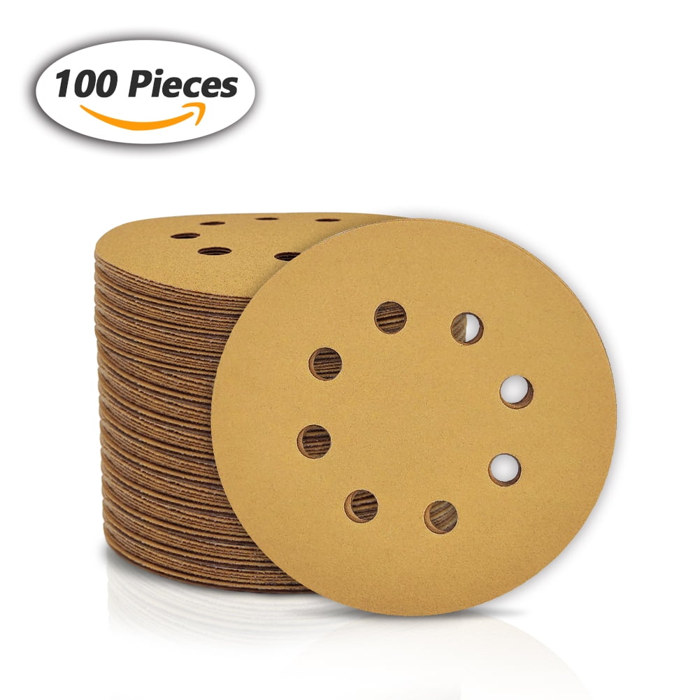 SPEEDWOX 100 Pcs 5 inch 8 Hole Sanding Discs 240 Grit Dustless Hook and ...