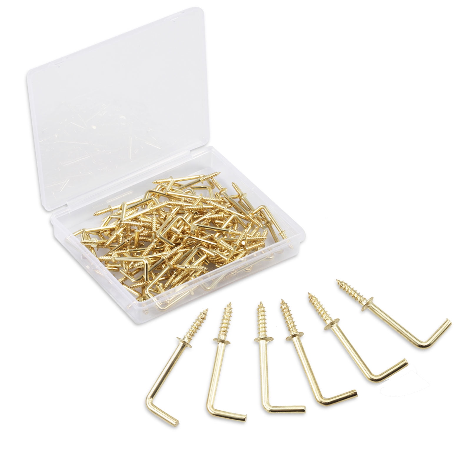 SPEEDWOX 100PCS Right Angle Screws Hook 1 Inch, Screw-in Square Bend ...