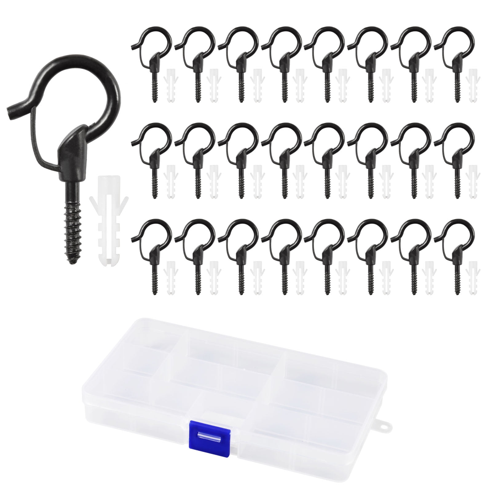 SPEEDWOX 24 Pcs Q-Hanger Hooks Black with Plastic Expansion Tubes ...