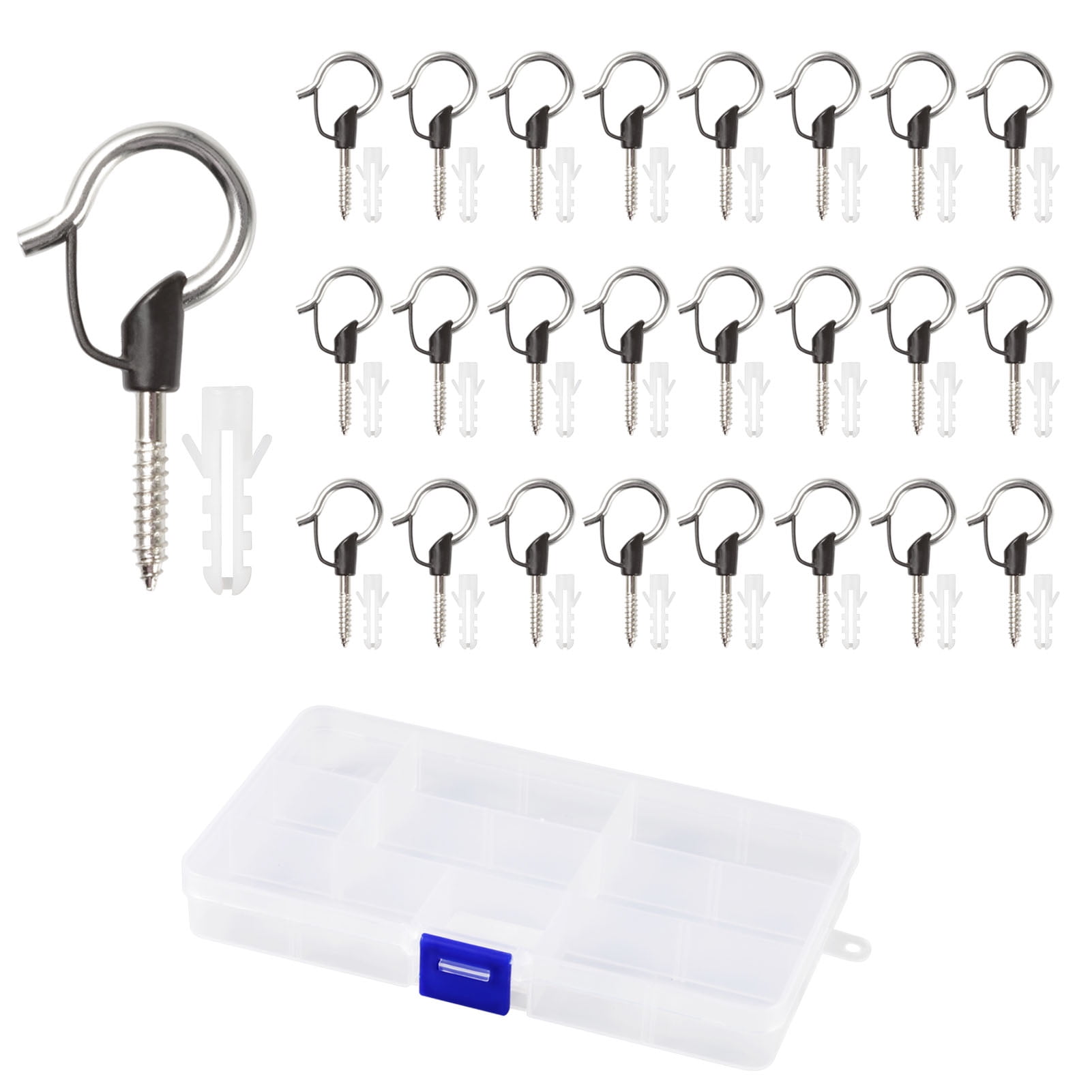 SPEEDWOX 24 Pcs Q-Hanger Hooks Silver with Plastic Expansion Tubes ...
