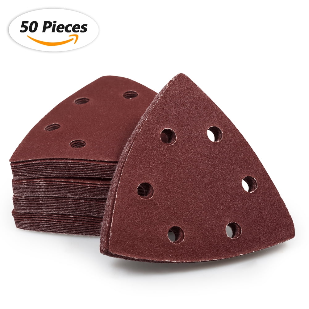SPEEDWOX 50 Pcs Triangle Sanding Pads Hook and Loop 180 Grit 90mm 6 ...