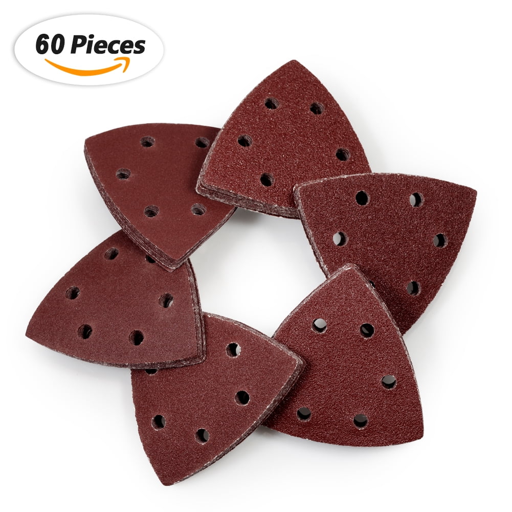 SPEEDWOX 60 Pcs 3-1/2 Inches 90mm Detail Sander Sandpaper Triangle Hook ...