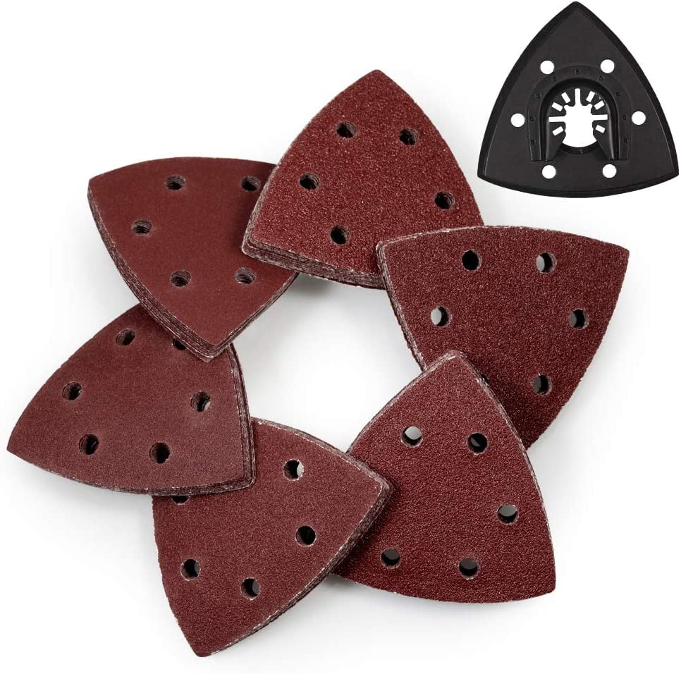 SPEEDWOX 61 Pcs 3-1/2 Inches 90mm Triangle Hook and Loop Sanding Discs ...