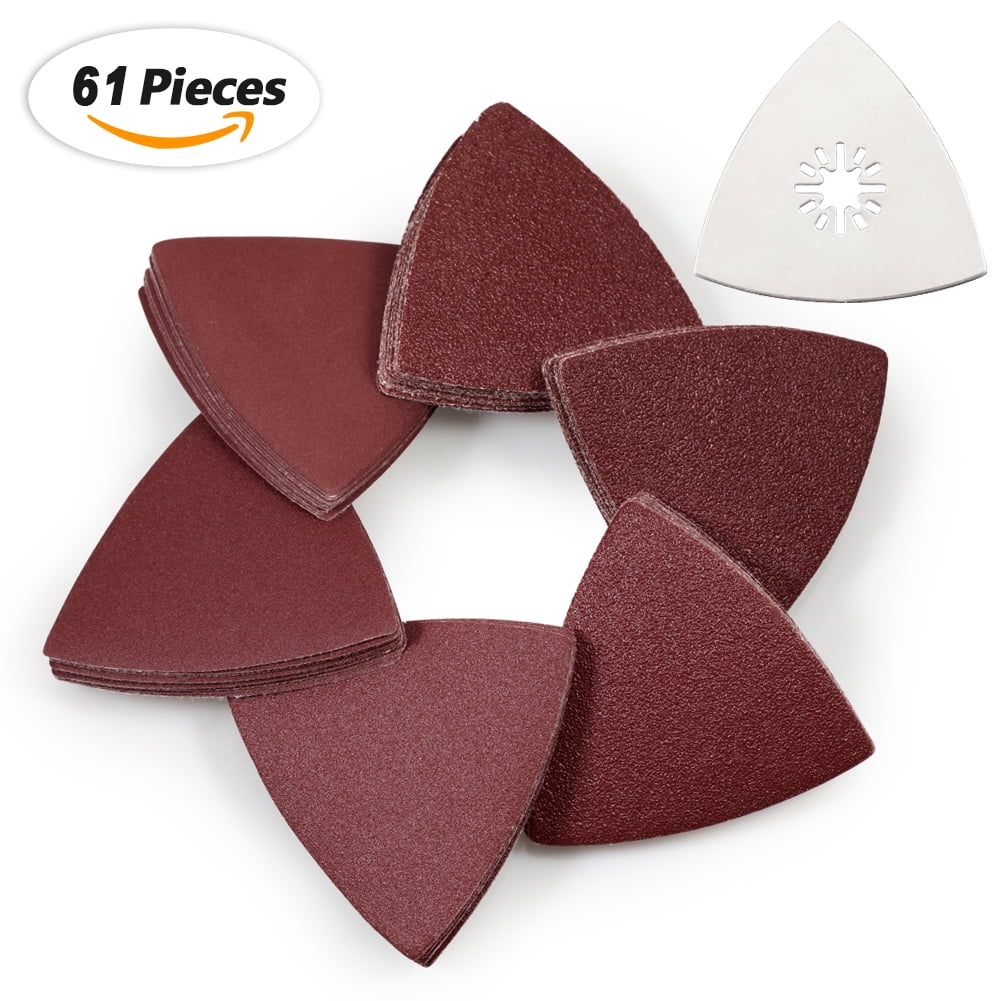 SPEEDWOX 61 Pcs 3-1/8 Inches 80mm Triangle Hook and Loop Sanding Discs ...