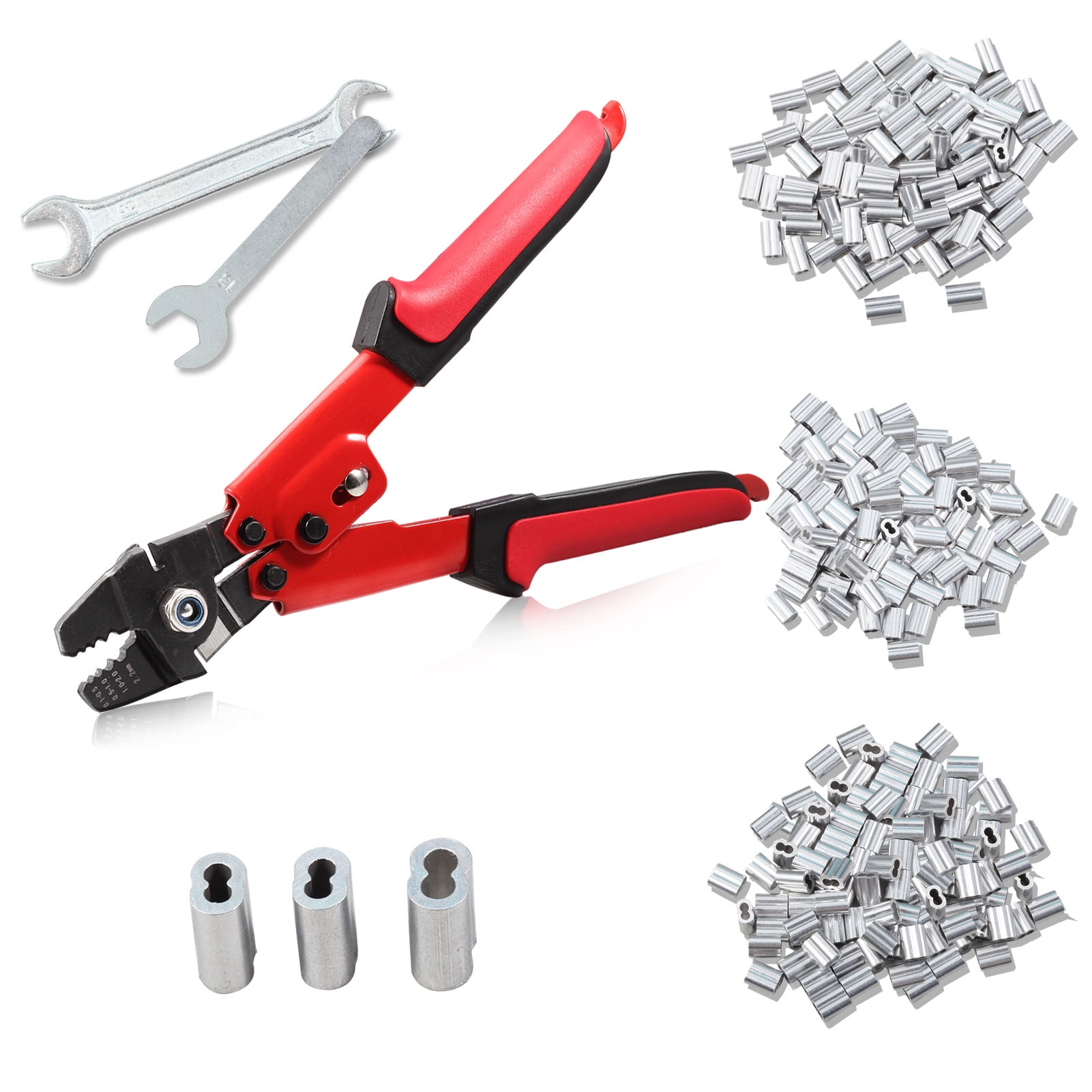 SPEEDWOX 8 Inches Fishing Crimping Pliers with 180 Pcs Aluminum Double ...