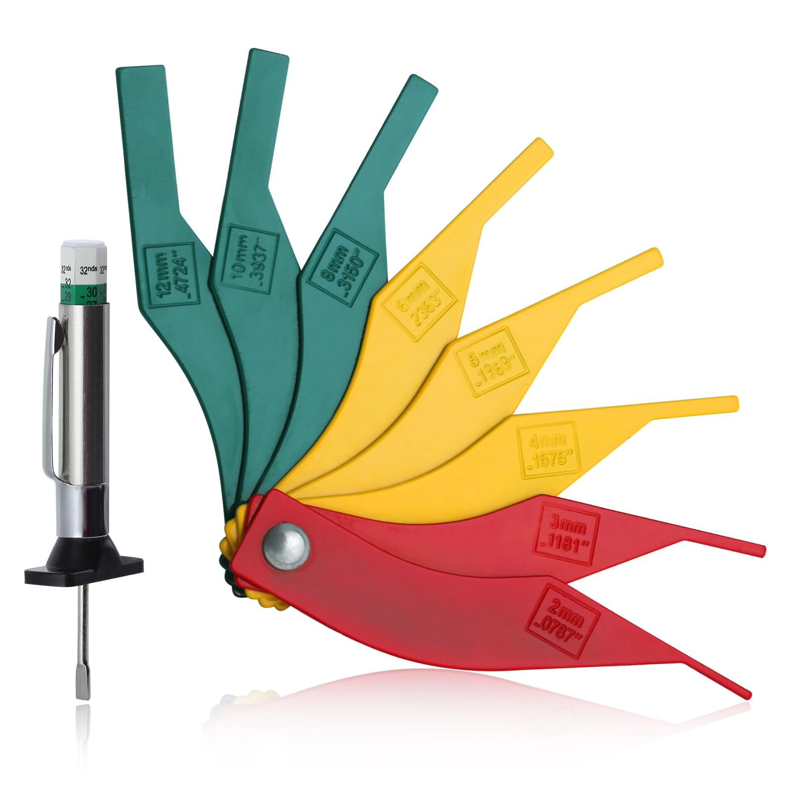 SPEEDWOX Brake Lining Thickness Gauge 8PCS SAE & Metric Brake Pad ...