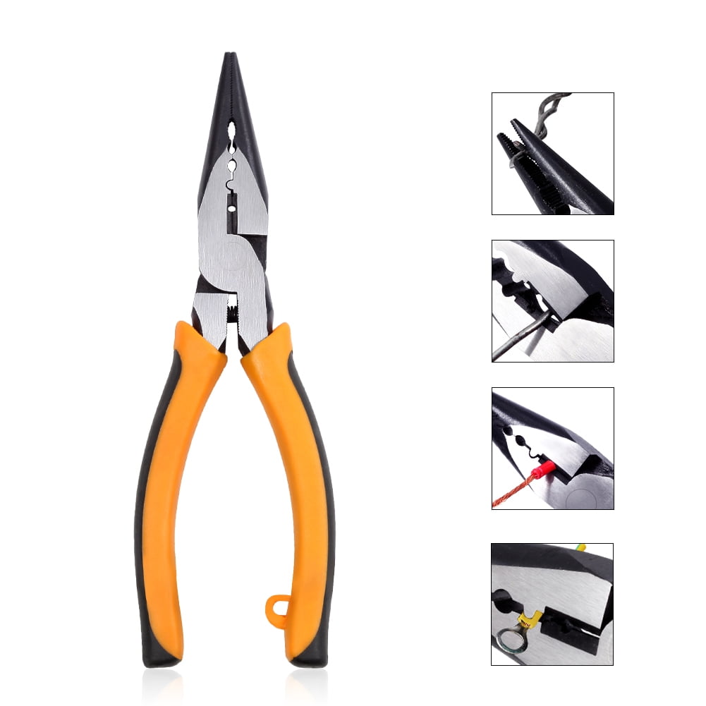 SPEEDWOX Compound Action Long Nose Pliers with Wire Cutter 6.5 Inches ...