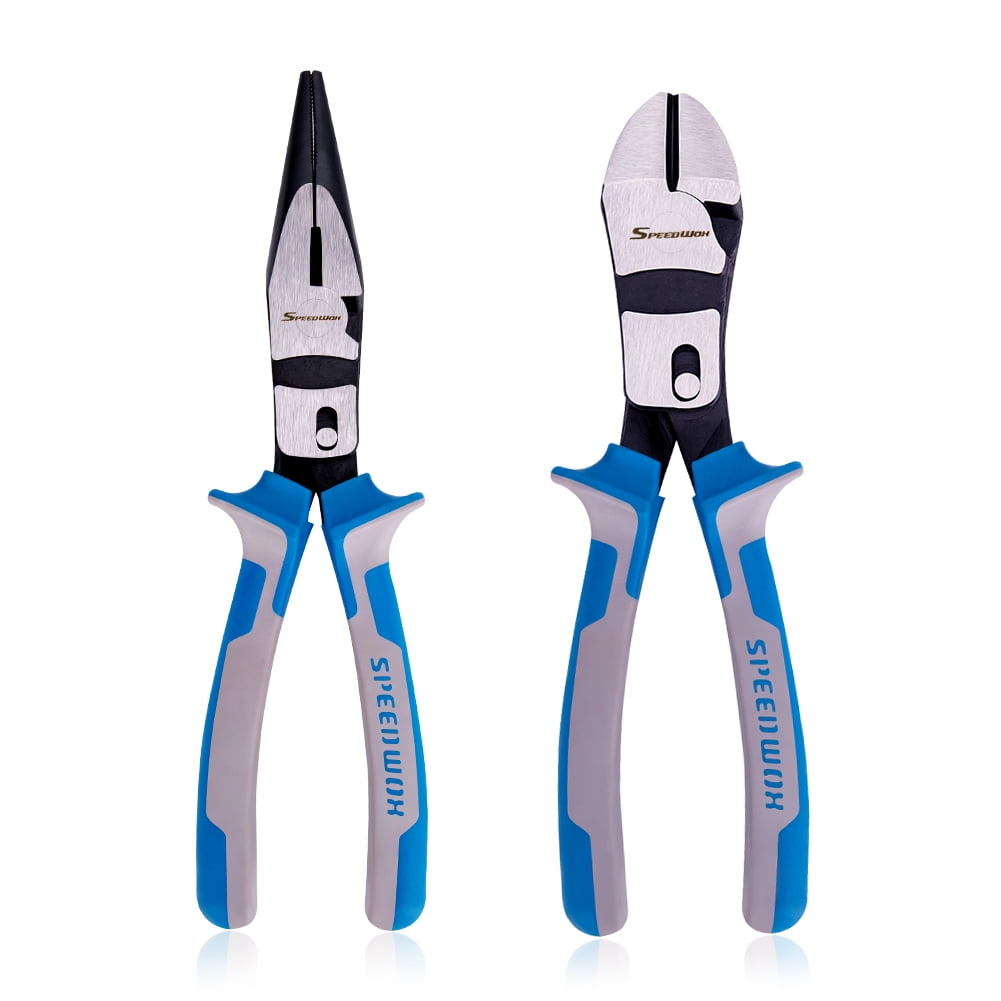 SPEEDWOX Diagonal Cutting Pliers Long Nose Pliers Set 8 Inches Compound ...