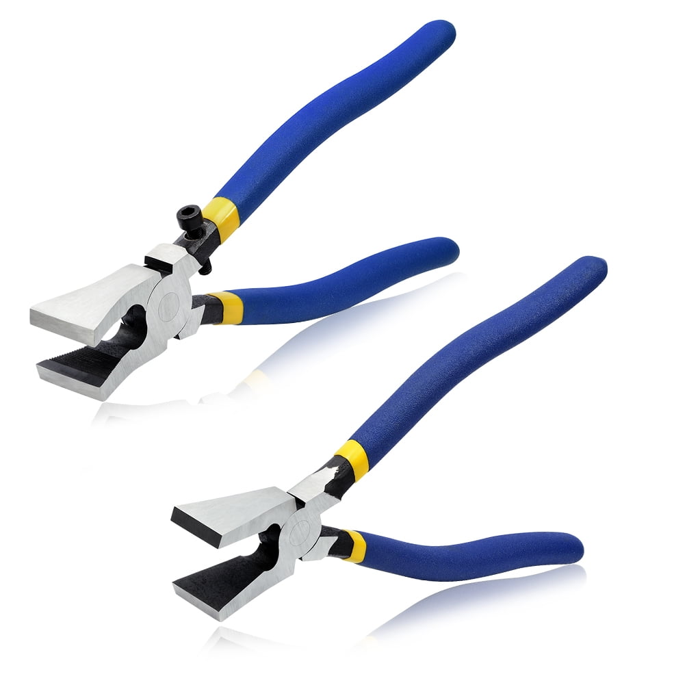 SPEEDWOX Glass Cutting Running Pliers 2 Pcs Kit Flat Serrated Jaws ...