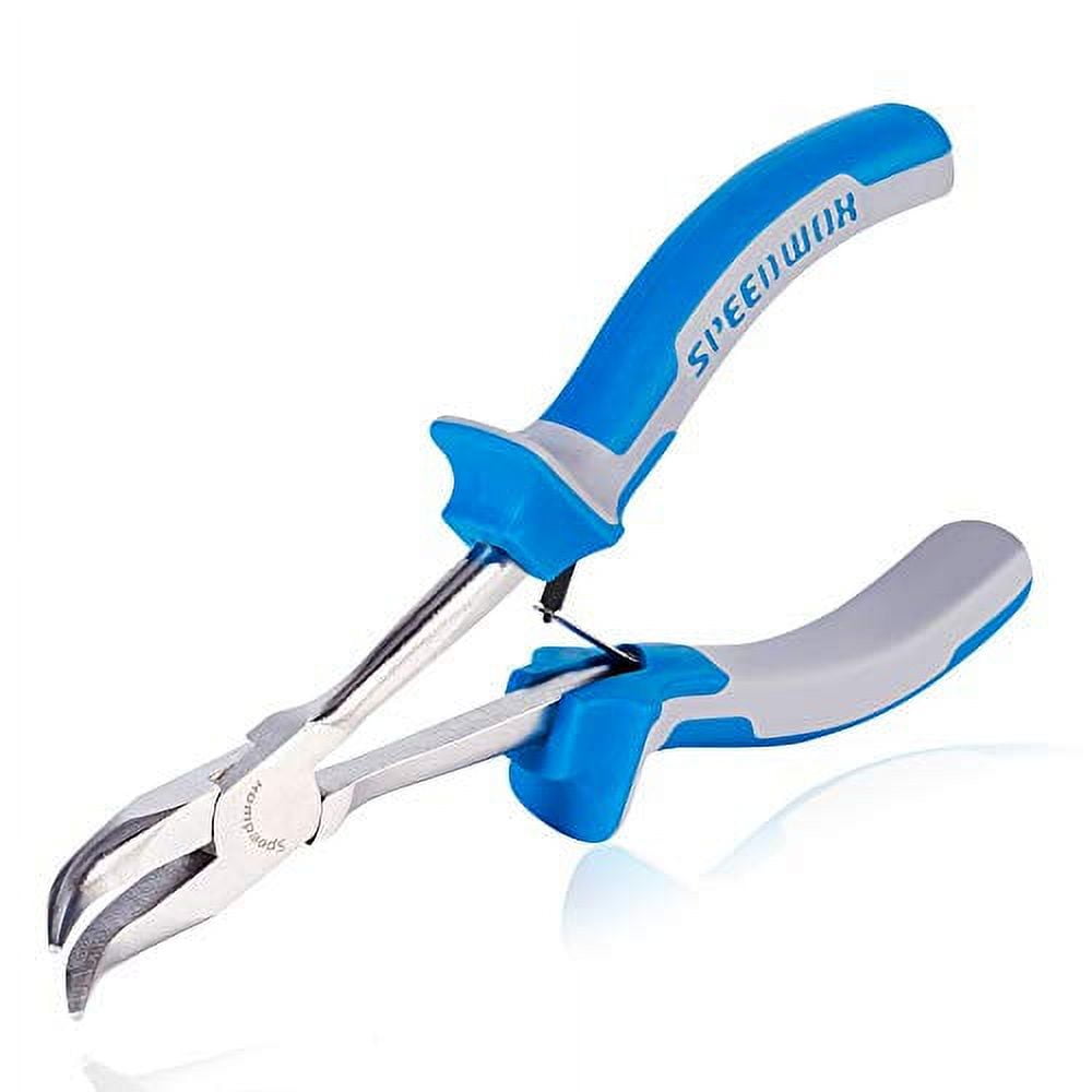 SPEEDWOX Long Reach Bent Nose Pliers 6 Inches 45 Degree Curved Mini ...