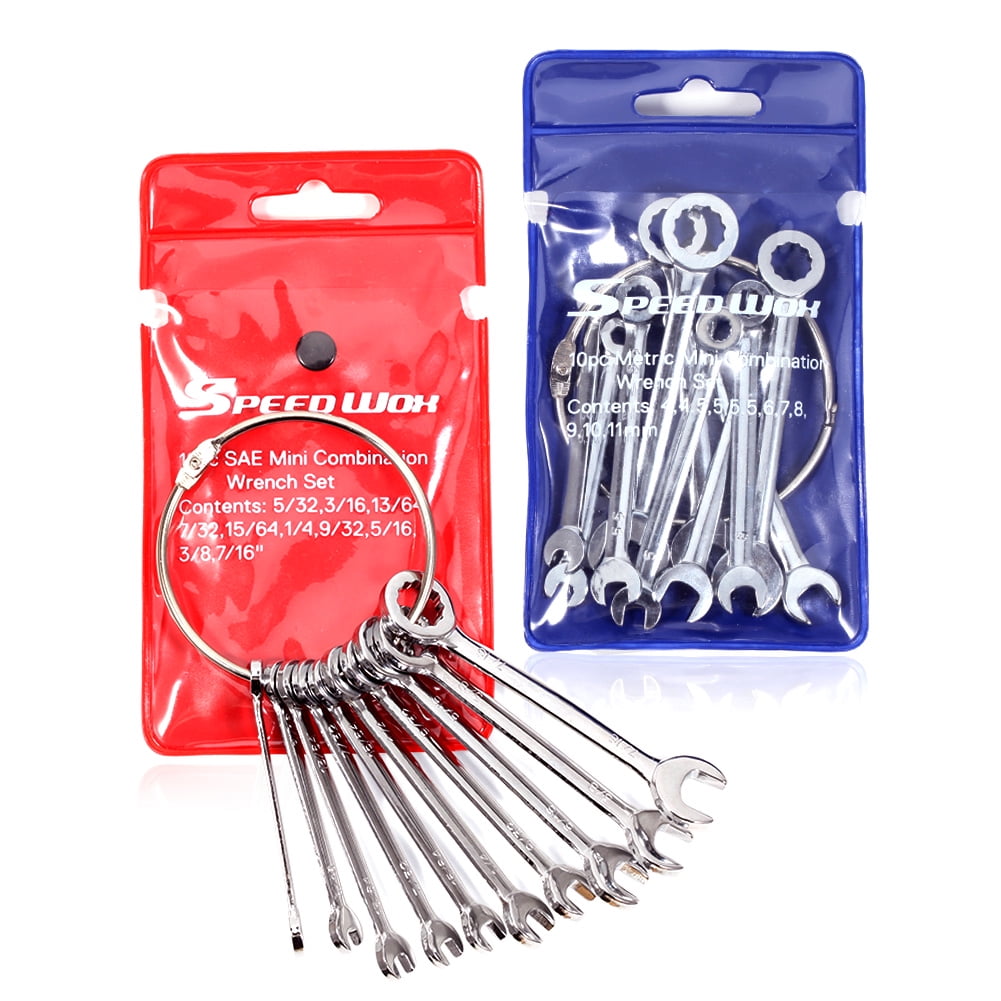 SPEEDWOX Mini Combination Wrench Set 2 Packs Metric & SAE Small ...