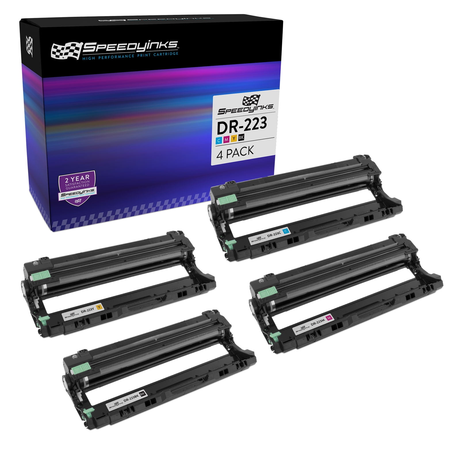 SPEEDYINKS Compatible Drum Unit Replacement for Brother DR223 DR-223 DR-223CL (Black, Cyan ...