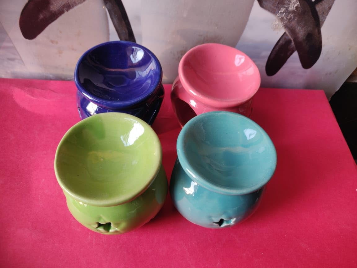 SPEICAL PARJAPATI Sons Ceramic Oil Burner Set of 4 with diffrent Colour ...