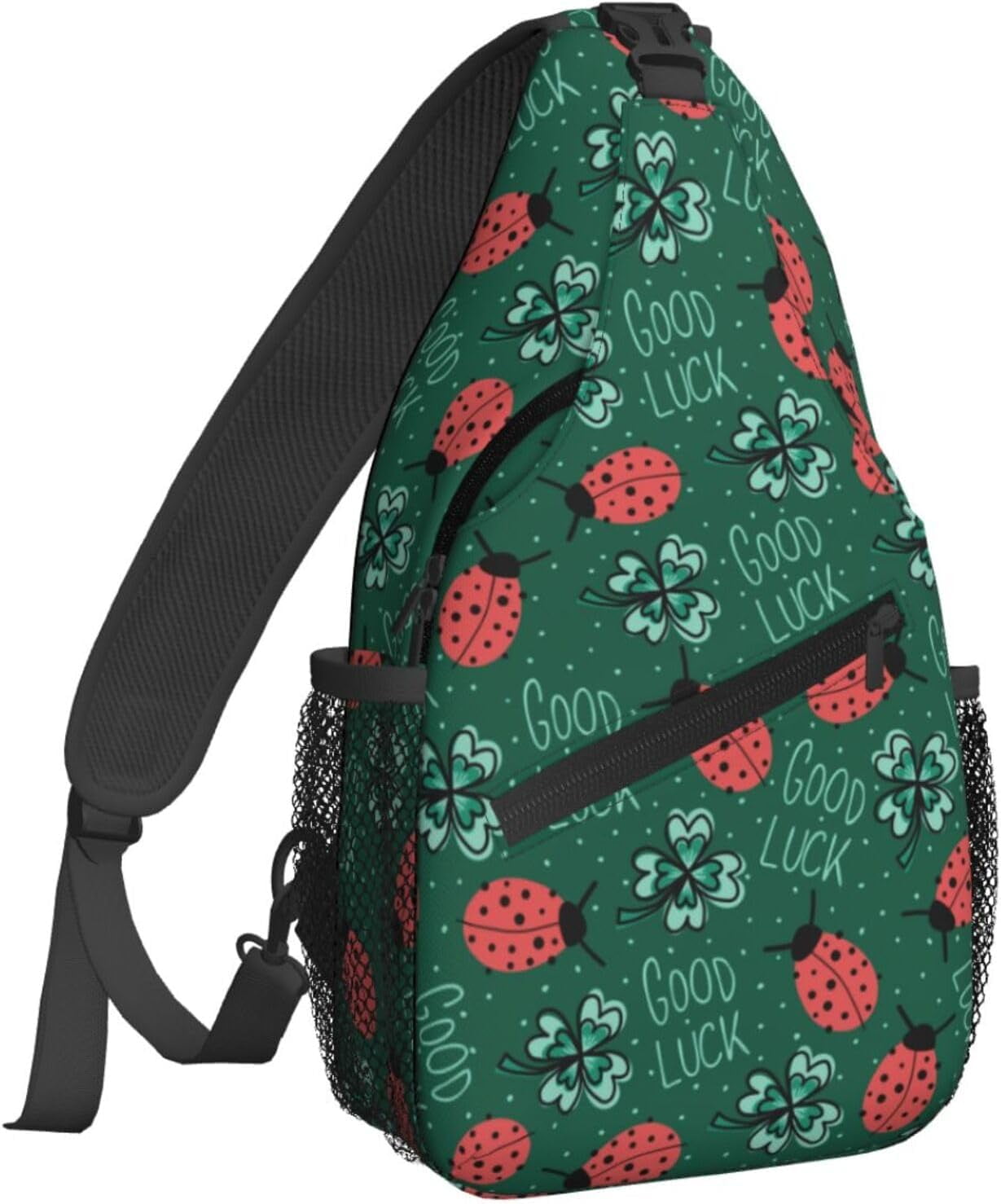 SPEKSEE Ladybug Flower Green Print Sling Backpack Chest Bag Crossbody ...