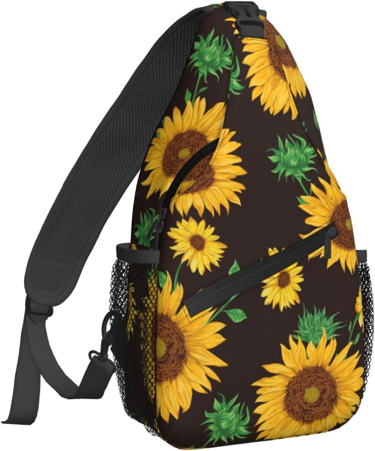 SPEKSEE Yellow Sunflower Print Sling Backpack Chest Bag Crossbody ...