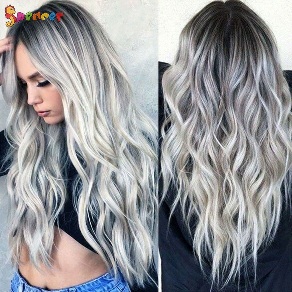 SPENCER 26" Women Natural Full Wigs Hair Long Wavy Wig Synthetic Heat ...