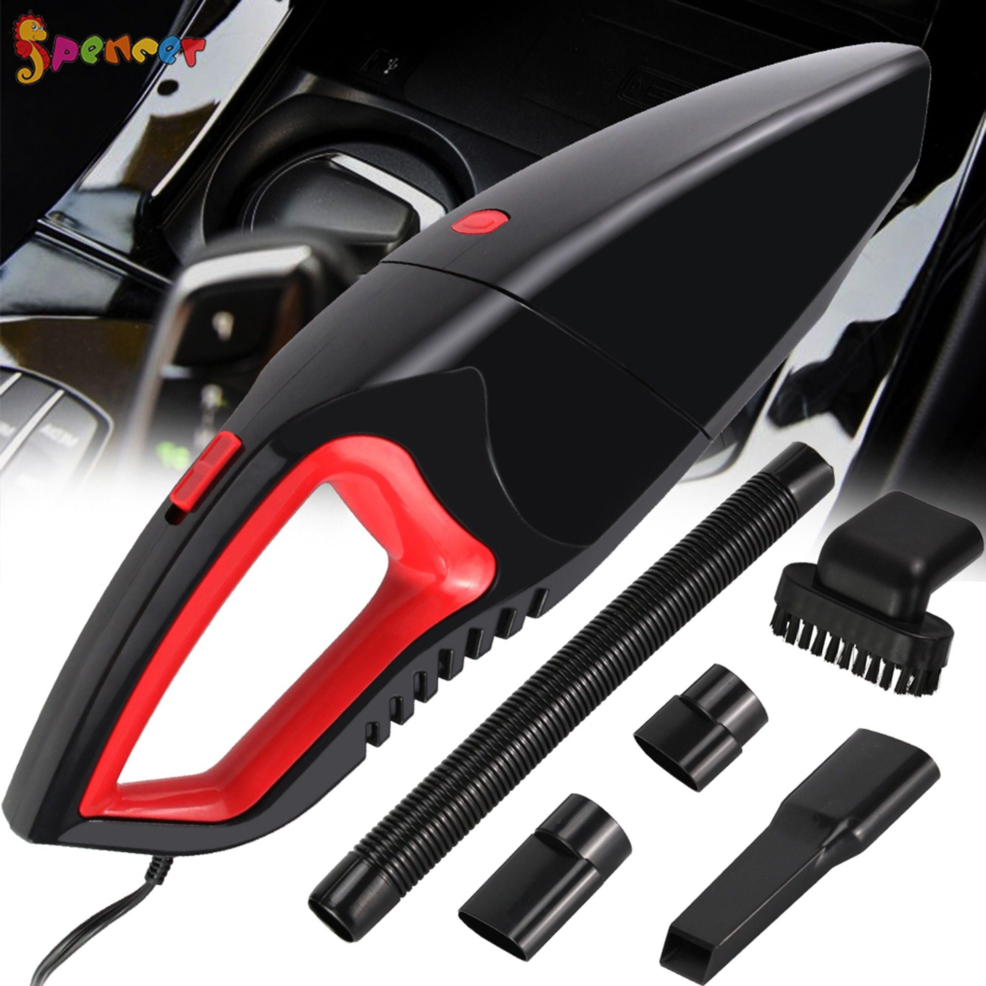SPENCER Car Vacuum Cleaner High Power 120W Wet & Dry Mini Handheld Auto ...