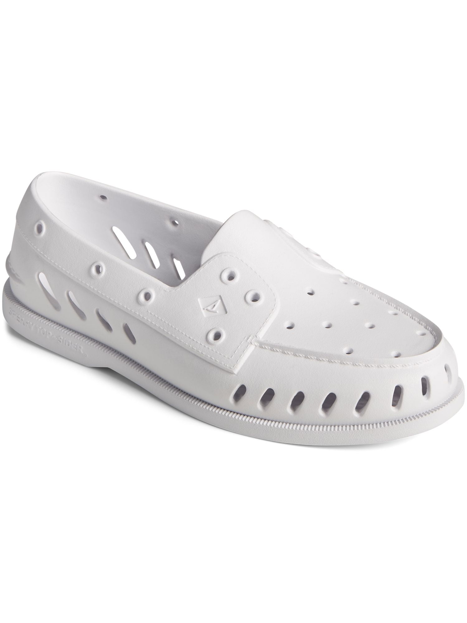 SPERRY Mens White Traction Perforated Non-Marking A/o Float Round Toe ...