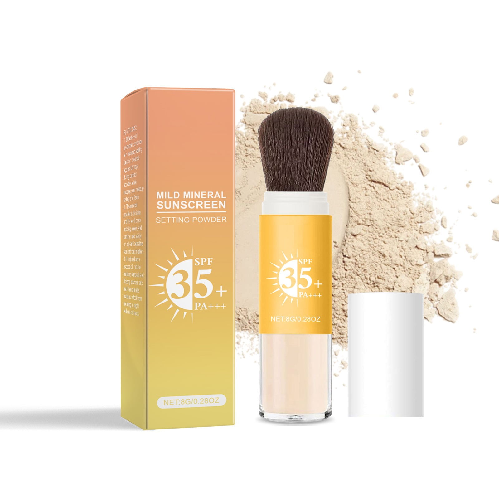 SPF Setting Powder with Brush - Translucent Sunscreen Makeup Finisher ...
