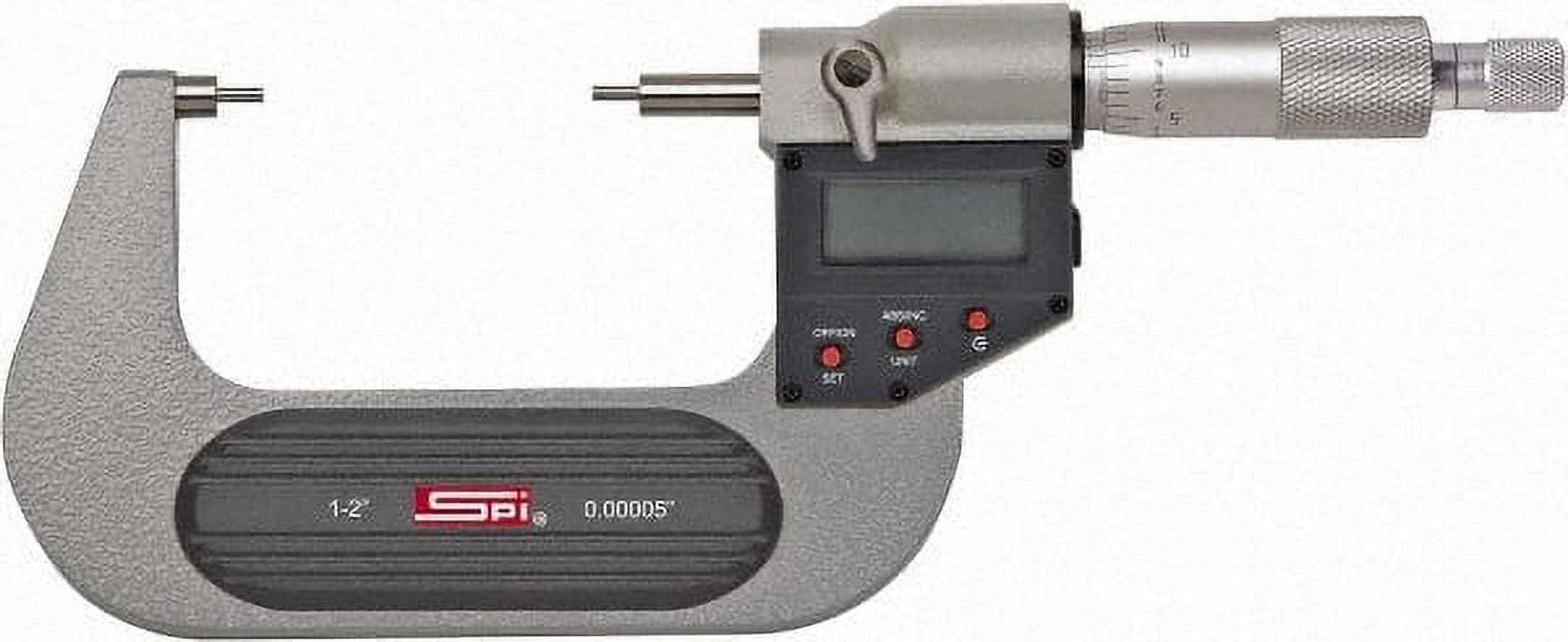 SPI 0 to 1 Inch, 1.26" Throat Depth, Electronic Spline Micrometer 0. ...
