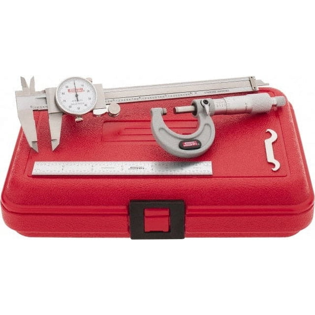 SPI 13-096-3 Machinist Measurement Set: 0 to 6" Dial Caliper, 0 to 1 ...