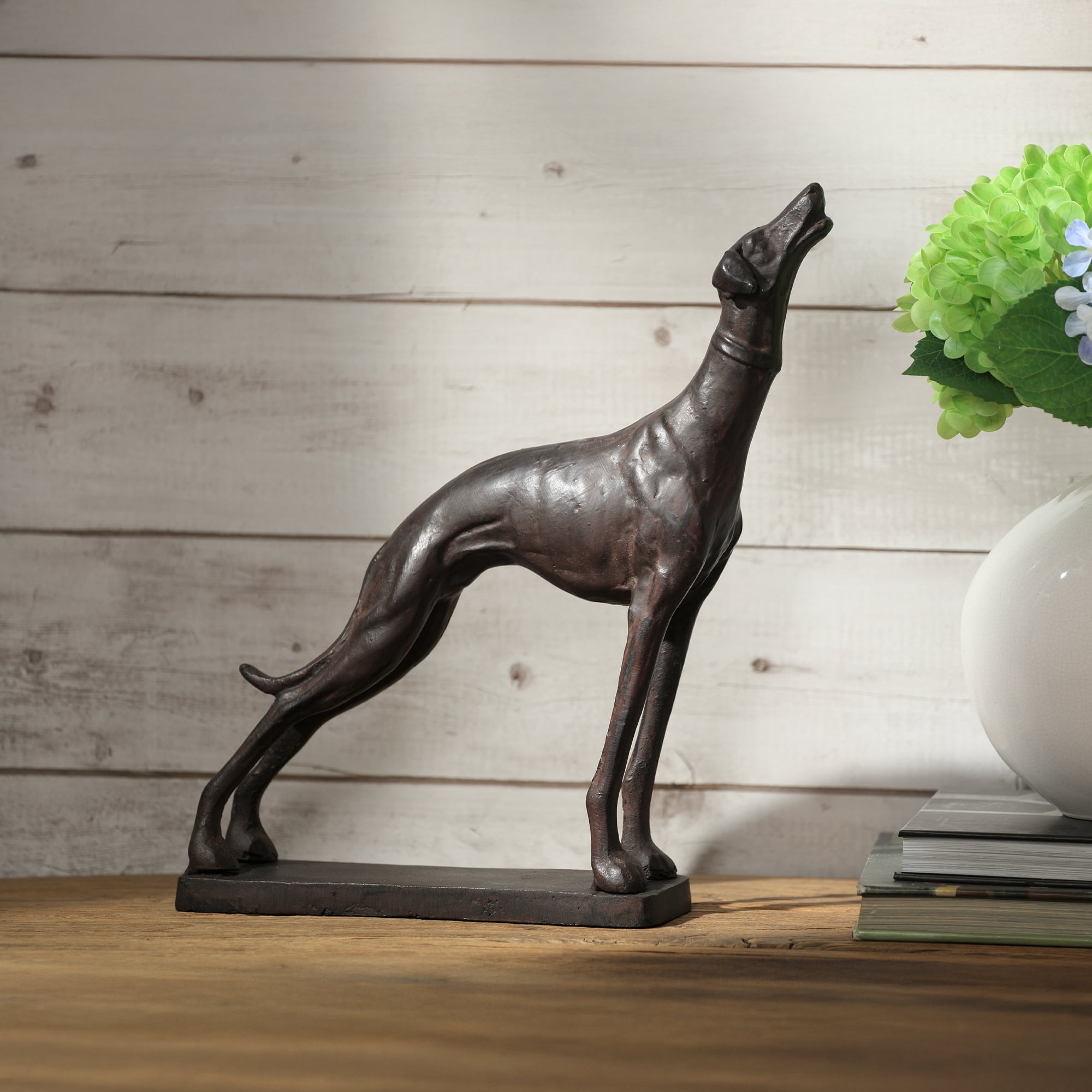 SPI Baying Greyhound Sculpture 16" x 14" x 3.5" 10 lbs. Cast Iron ...