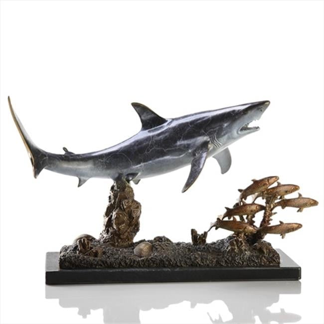 SPI Brass and Marble Swimming Shark with Prey Statue - Walmart.com