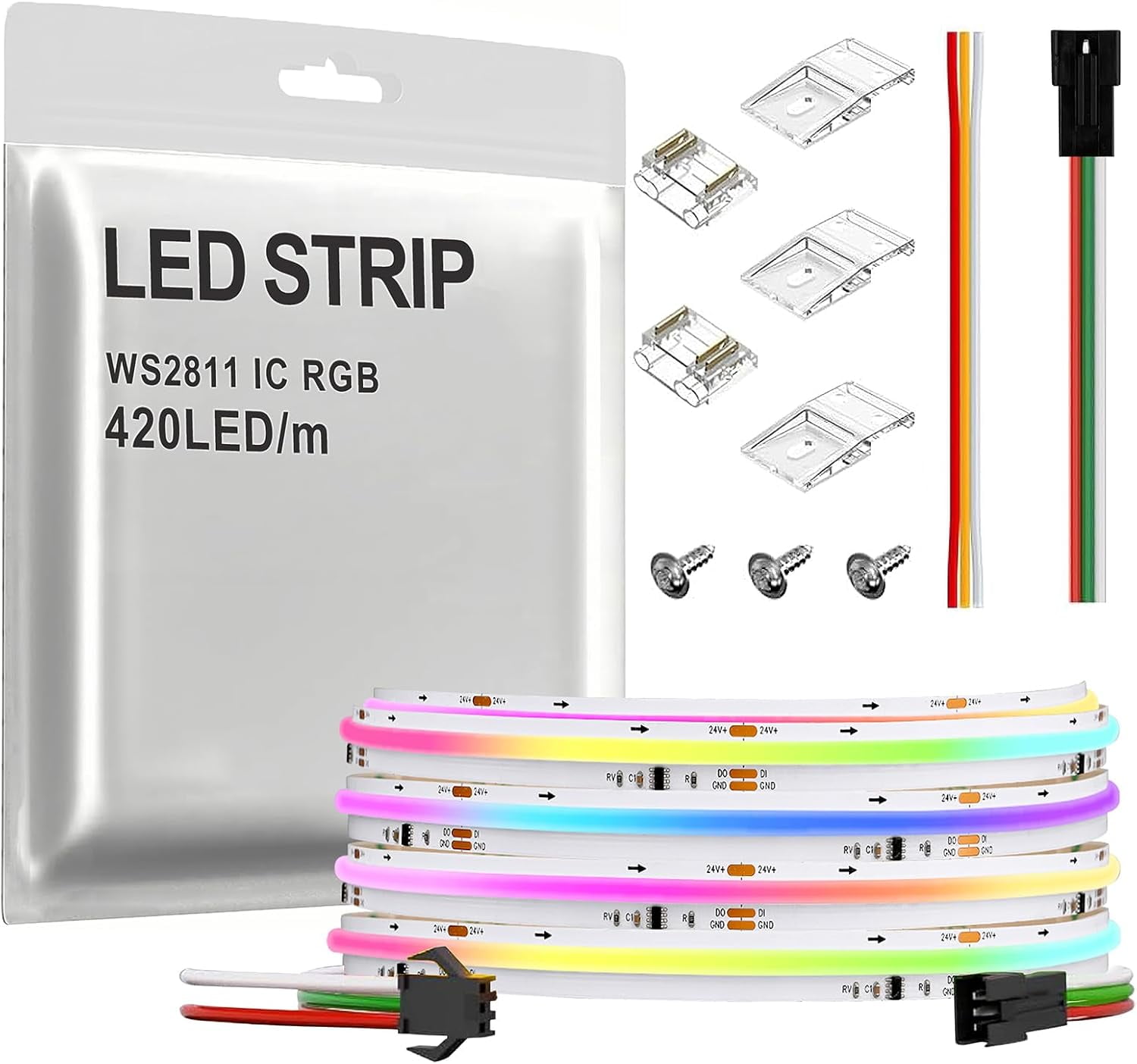 SPI COB RGB IC LED Strip Light FOB WS2811 High Density Uniform Light UL ...