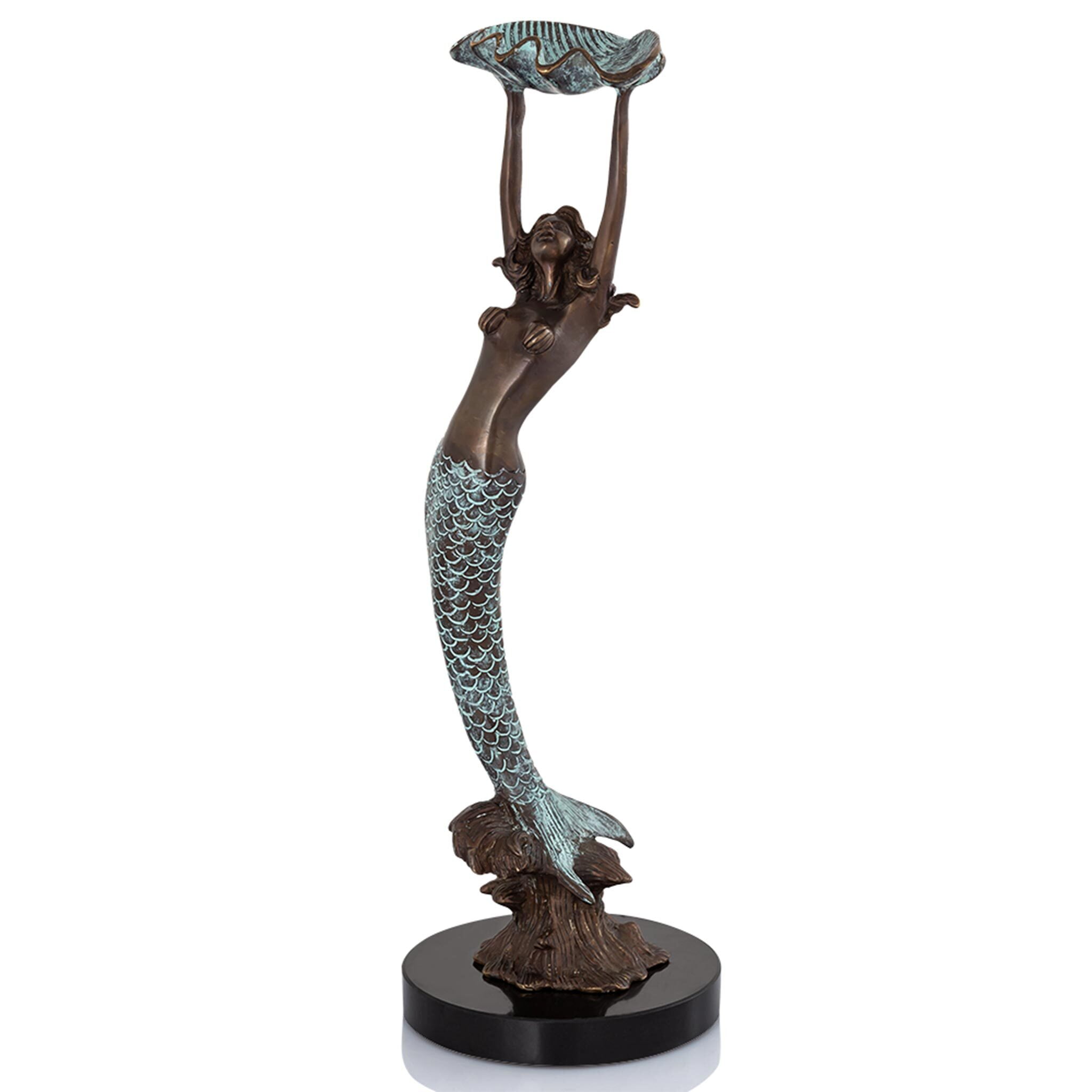 SPI Home Brass and Marble Mermaid with Tray Statue 15 inches High ...