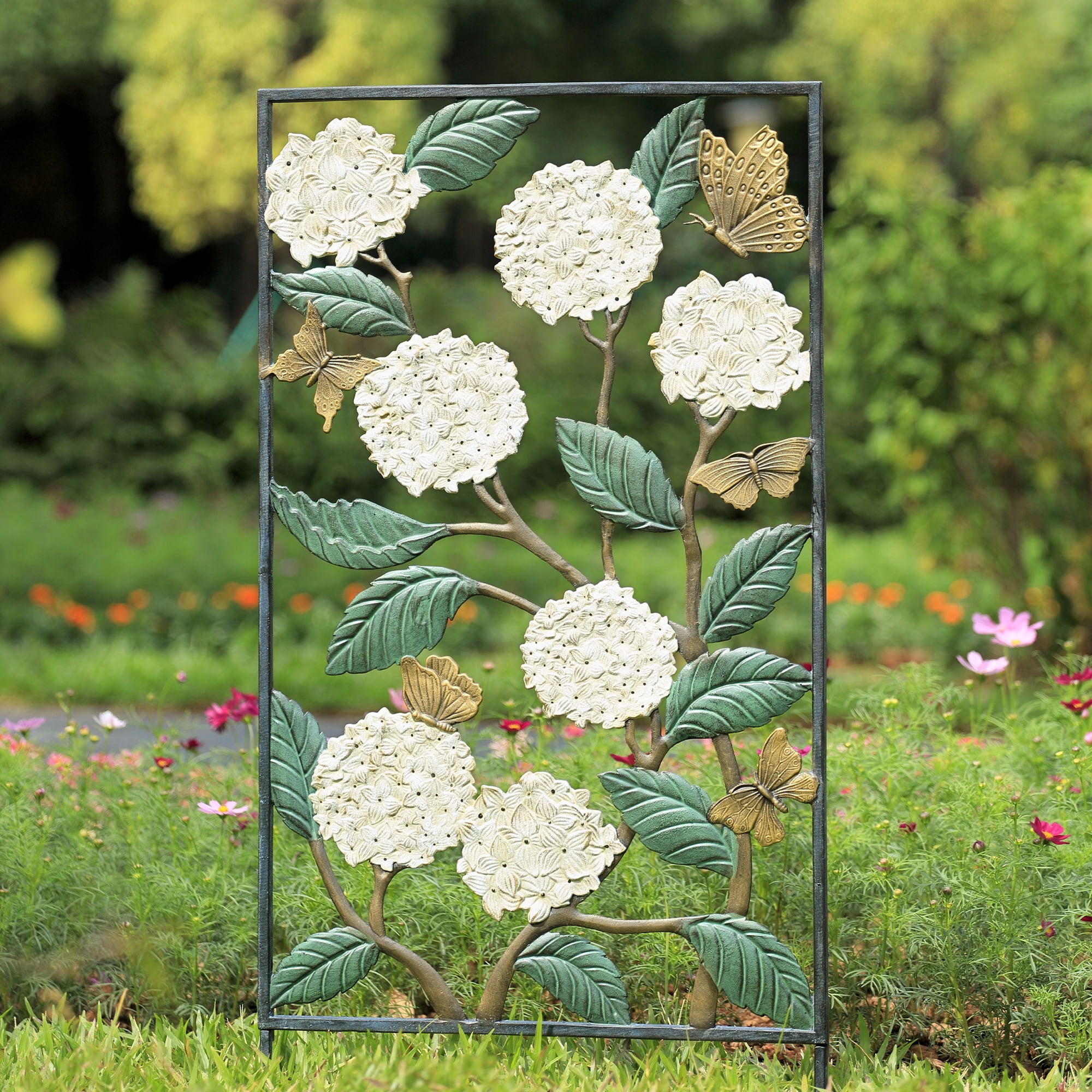 SPI Hydrangea and Butterfly Trellis 42.5" x 22" x 1" 9.65 lbs. Aluminum ...