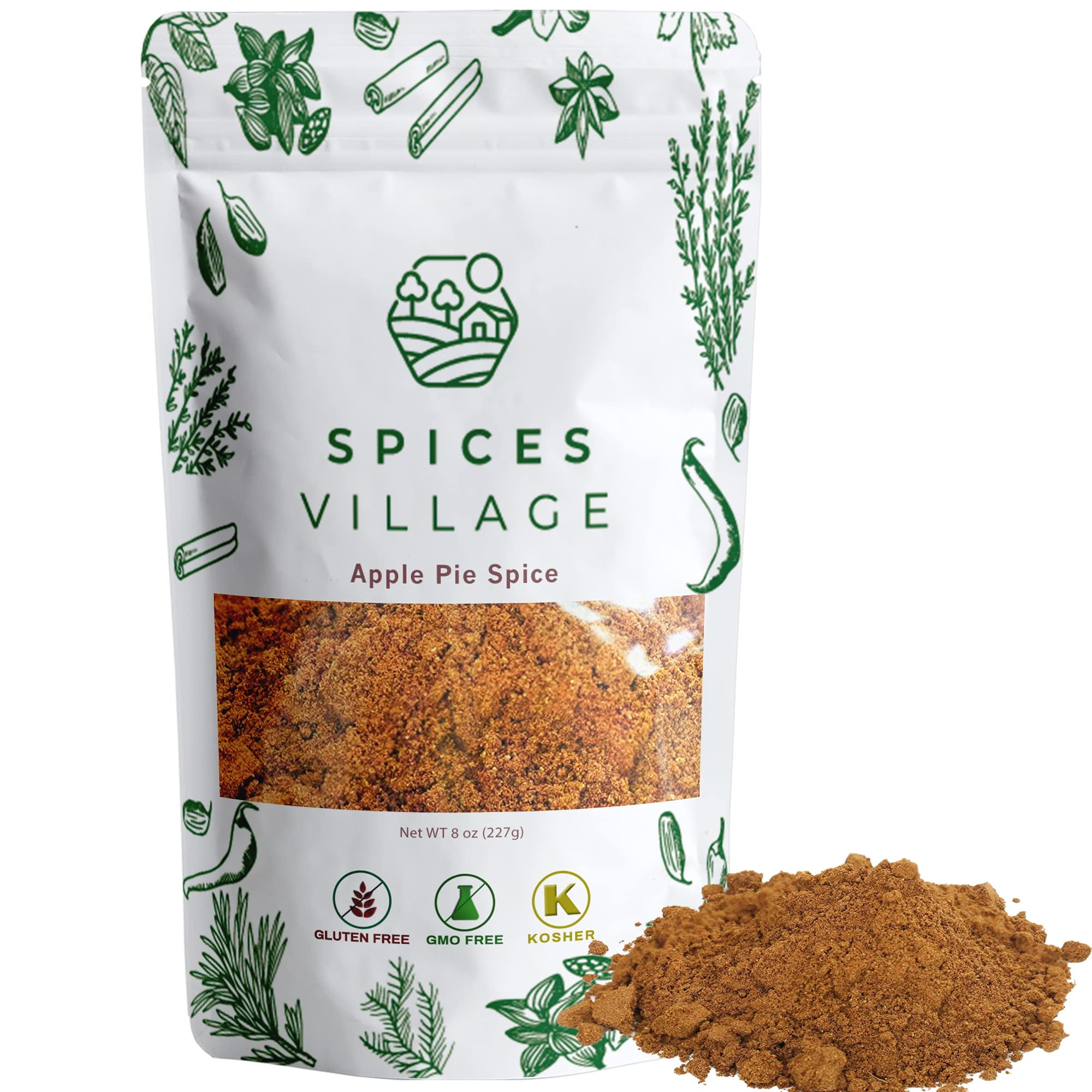SPICES VILLAGE Apple Pie Spice [ BSL1 8 oz ] - Cinnamon, Ginger, Nutmeg ...
