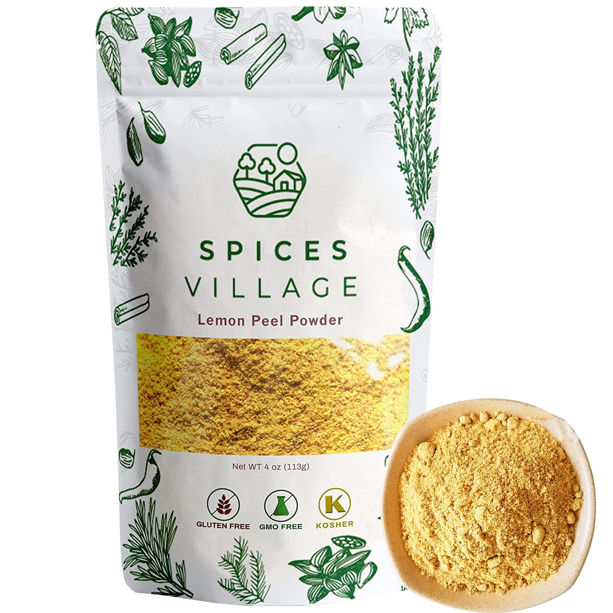 SPICES VILLAGE Lemon Peel Powder (4 Oz) - 100% Natural, Dried, Purely ...