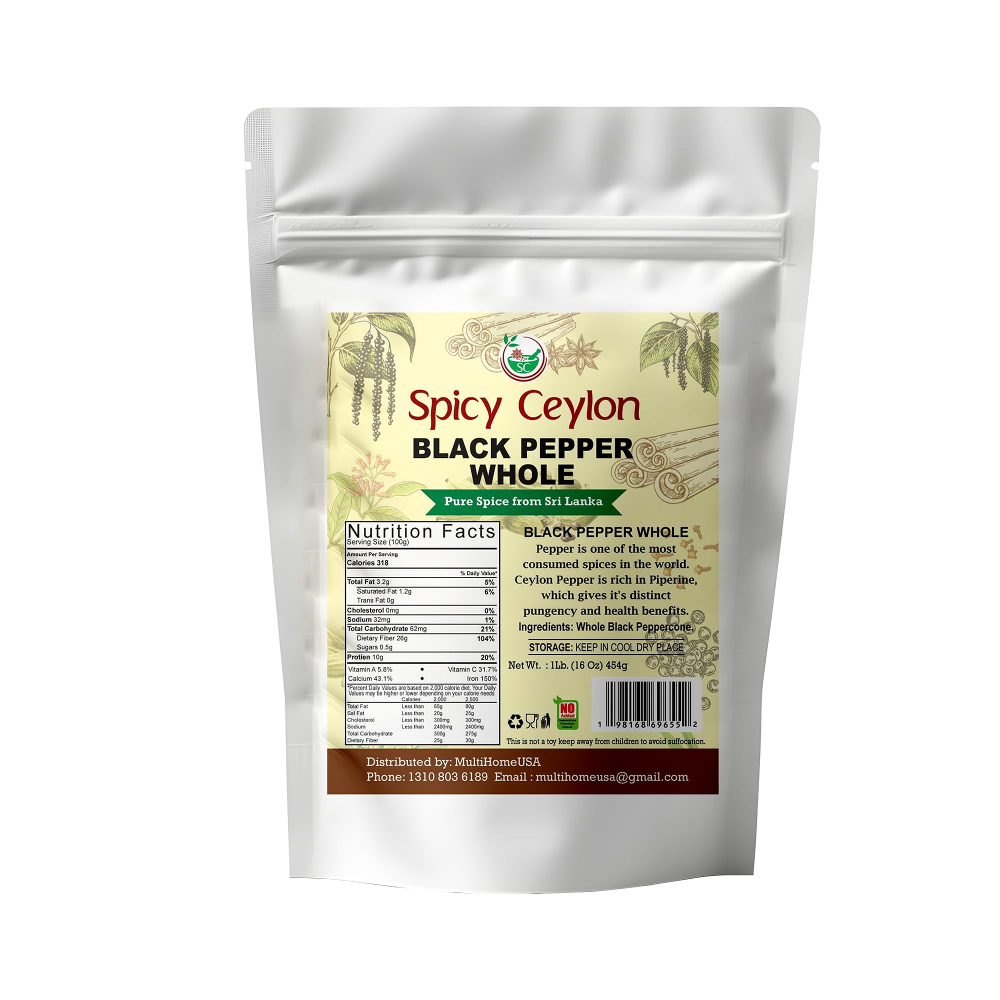 SPICY CEYLON Whole Black IRF13 Pepper - Complex and Aromatic Taste ...