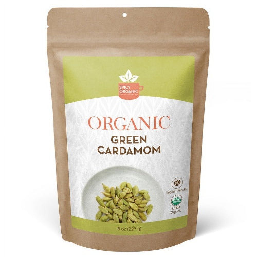 SPICY ORGANIC Green Cardamom Pods 8 Oz. - Certified USDA Organic -Whole Cardamom Spice (Hari ...