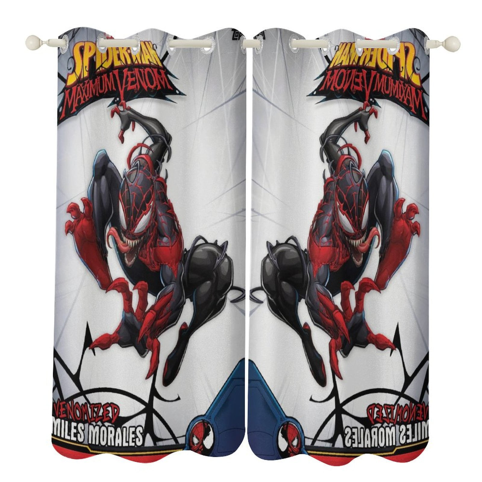 SPIDERMAN MAXIMUM VENOM VENOMIZED MILES MORALES Kids Curtains 52 X 72 ...