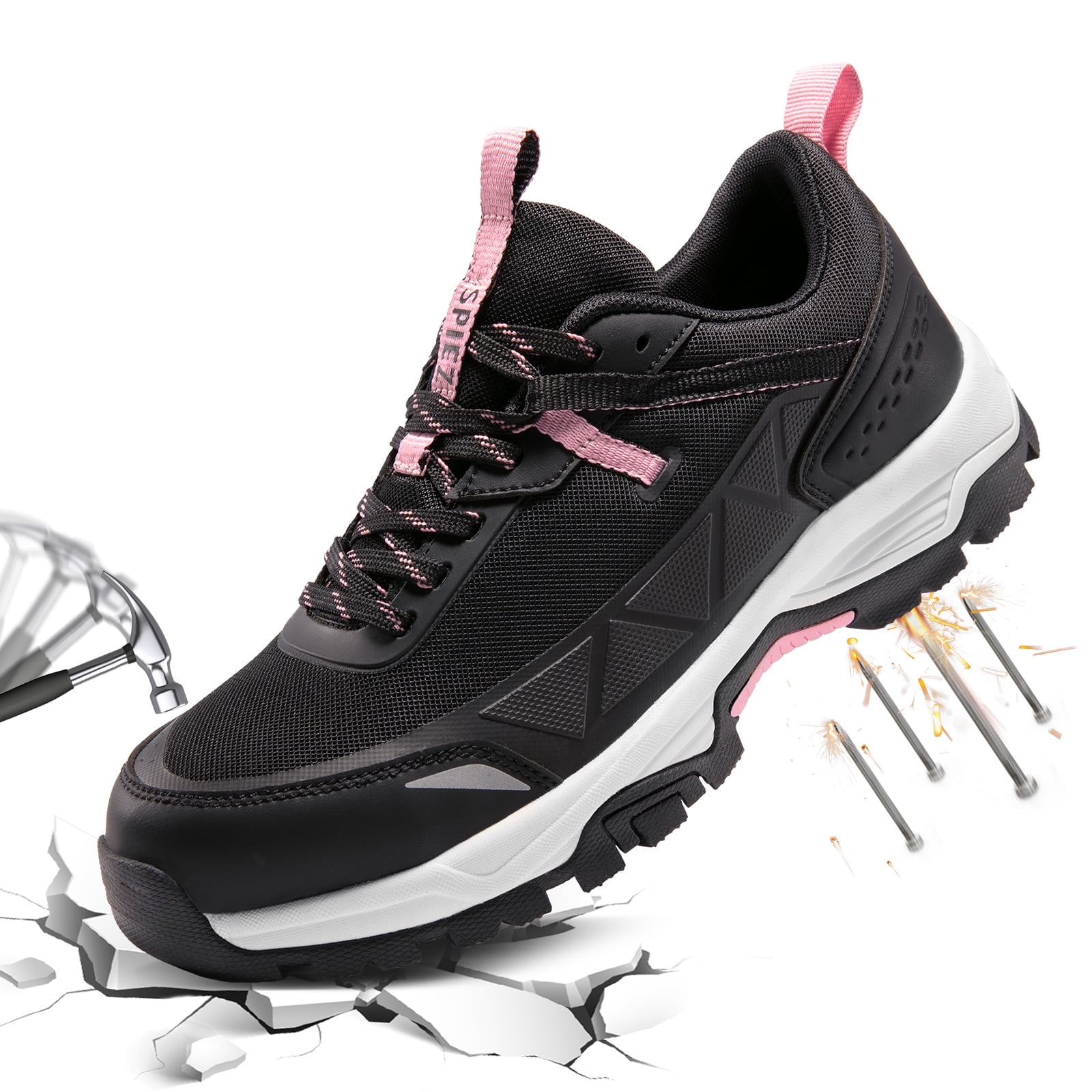 SPIEZ Women's Composite Toe Work Shoes, Non-Slip, Puncture Proof ...