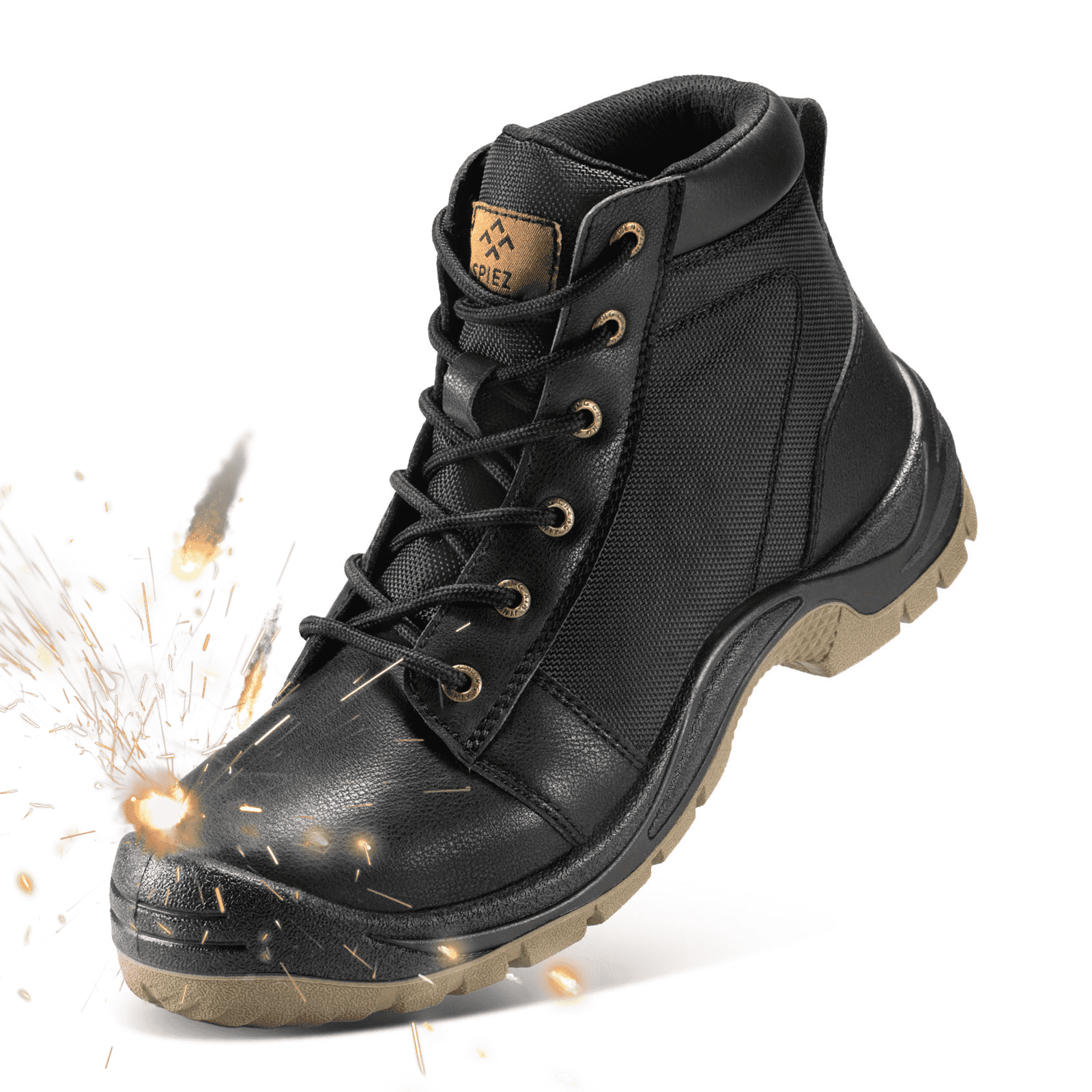 SPIEZ Men's Steel Toe Work Boots – Puncture-Proof, Non-Slip Safety ...
