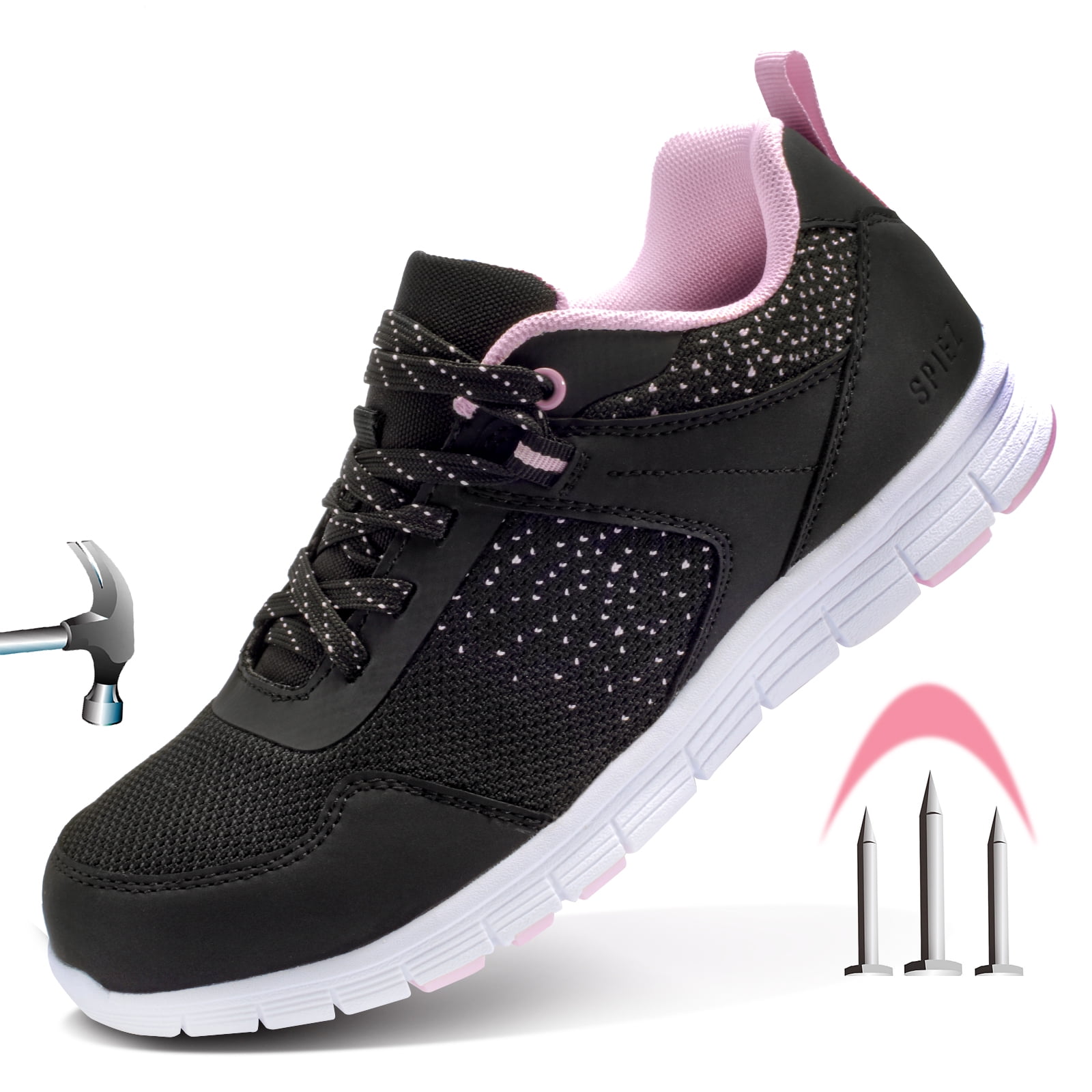 SPIEZ Women's Lightweight Composite Toe Safety Shoes, Breathable Anti ...