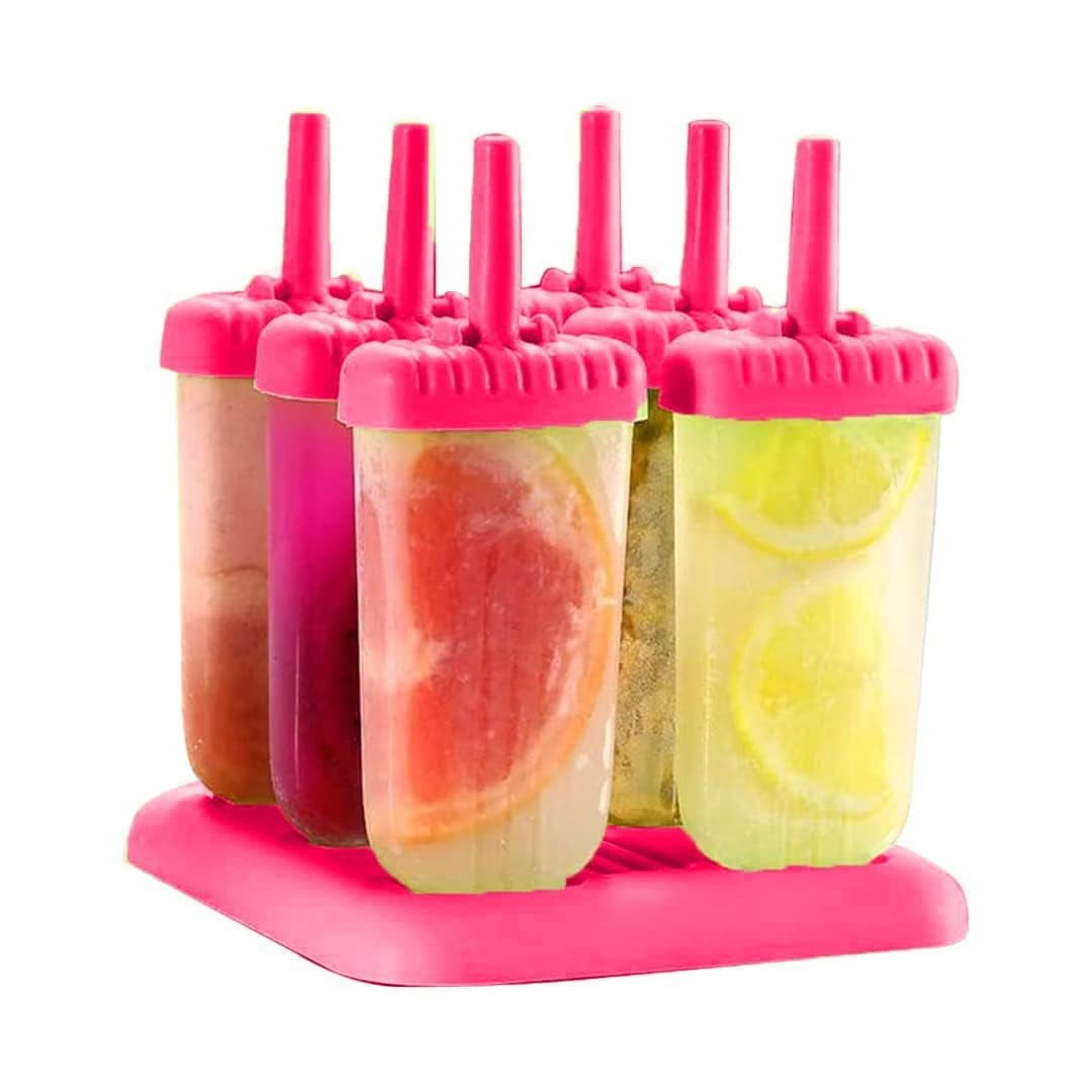 SPITEN Set of 6 Plastic Reusable Ice Pop Makers Homemade Popsicle ...