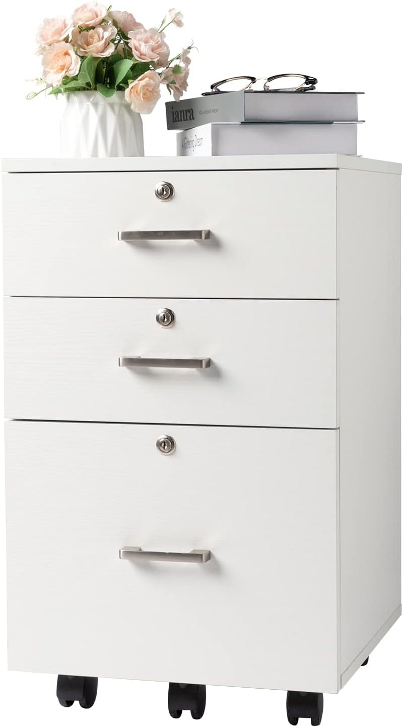 SPITEZ 26" H 3 Drawer File Cabinet with Lock, Rolling File Cabinet ...
