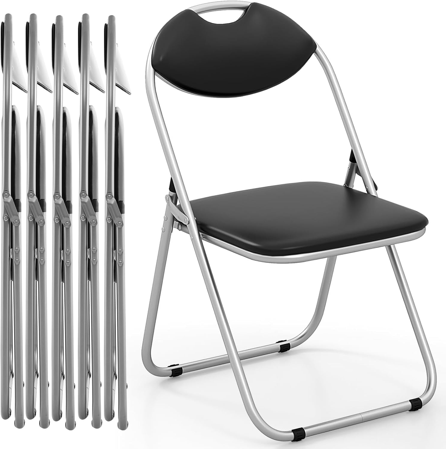 SPITEZ 6 Pack Folding Chairs, Foldable Dining Chairs with Padded ...