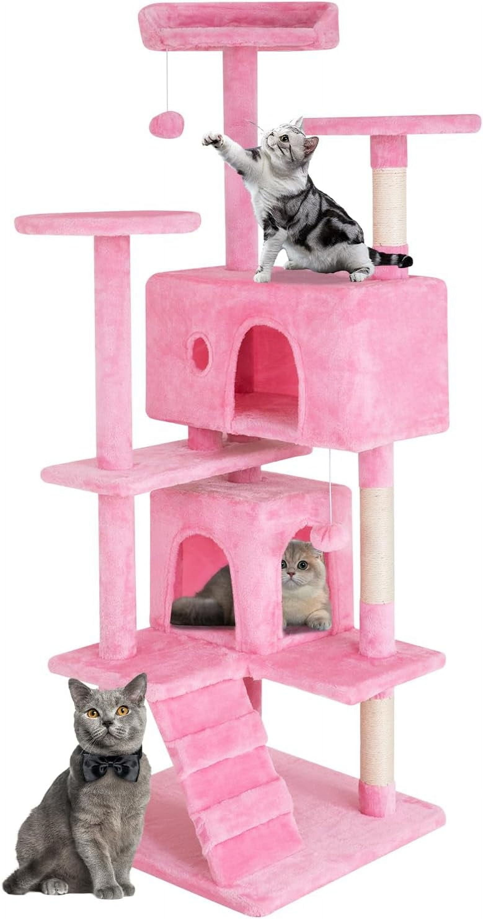 SPITEZ Cat Tree 53 inches Cat Tower for Indoor Cats Cat House with ...