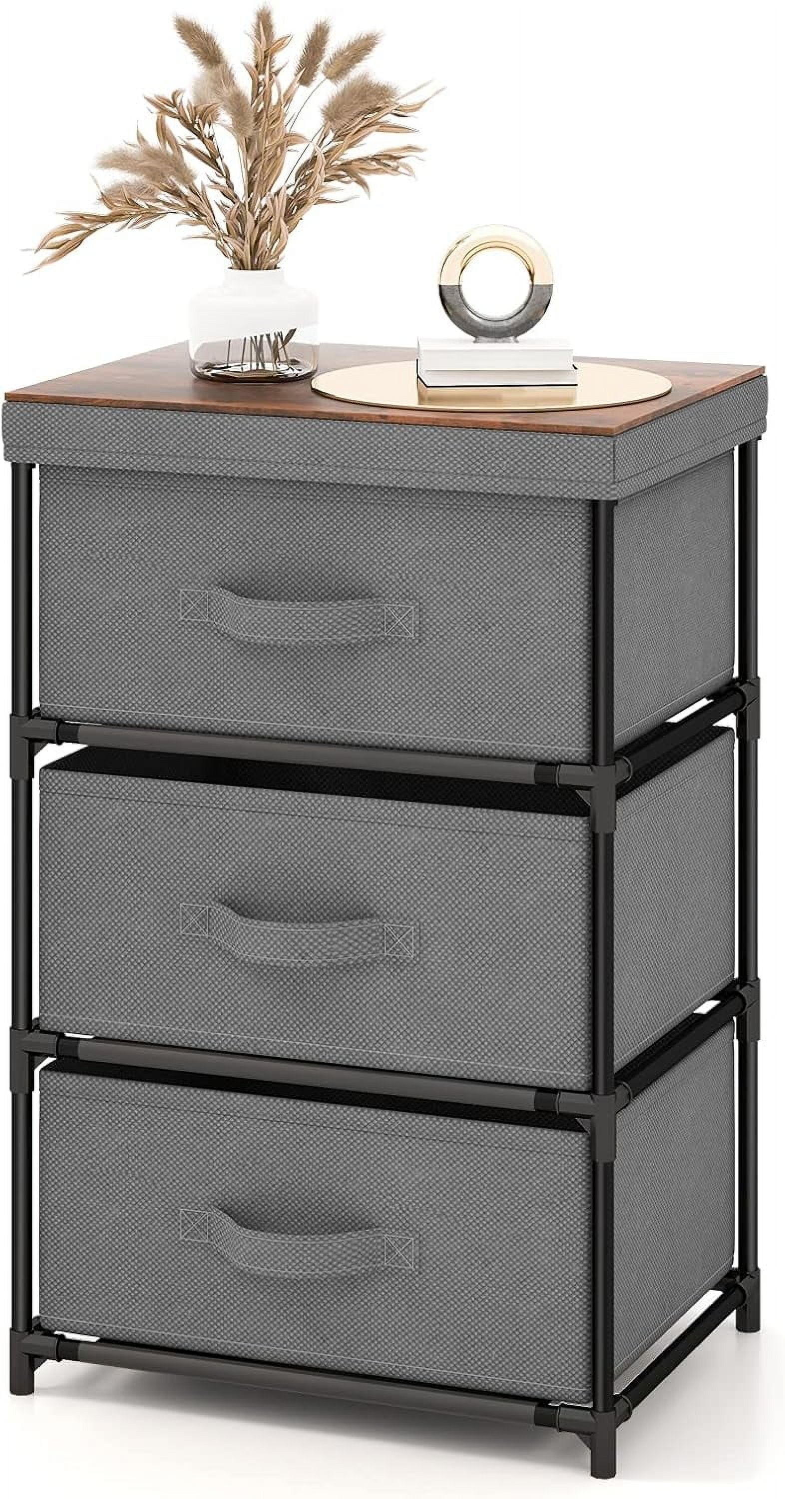 SPITEZ Fabric Dresser with 3 Drawers, Nightstand for Bedroom, Bedside ...