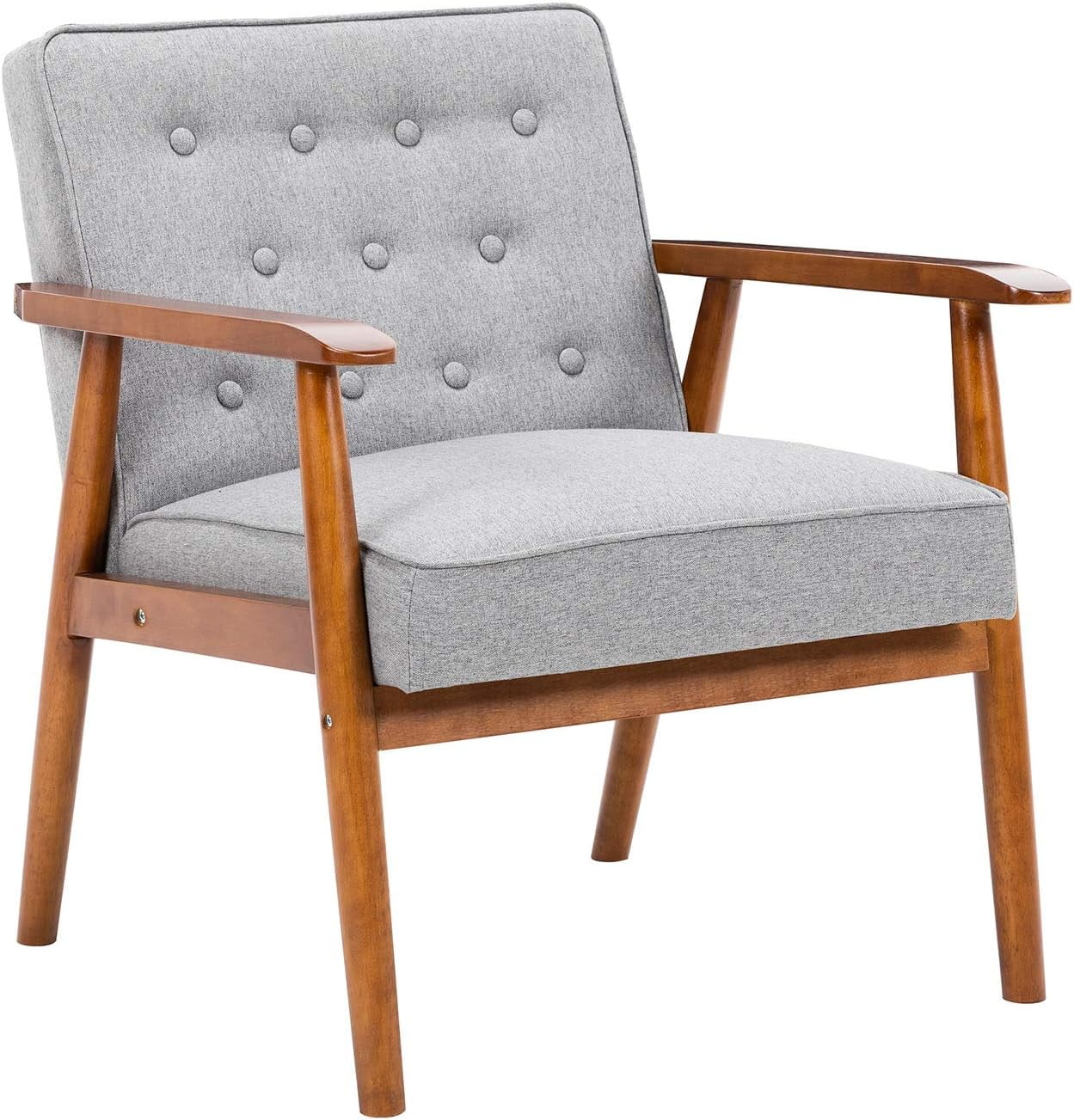 SPITEZ Mid-Century Retro Modern Accent Chairs, Solid Wood Armrest Lounge, Upholstered Mid ...