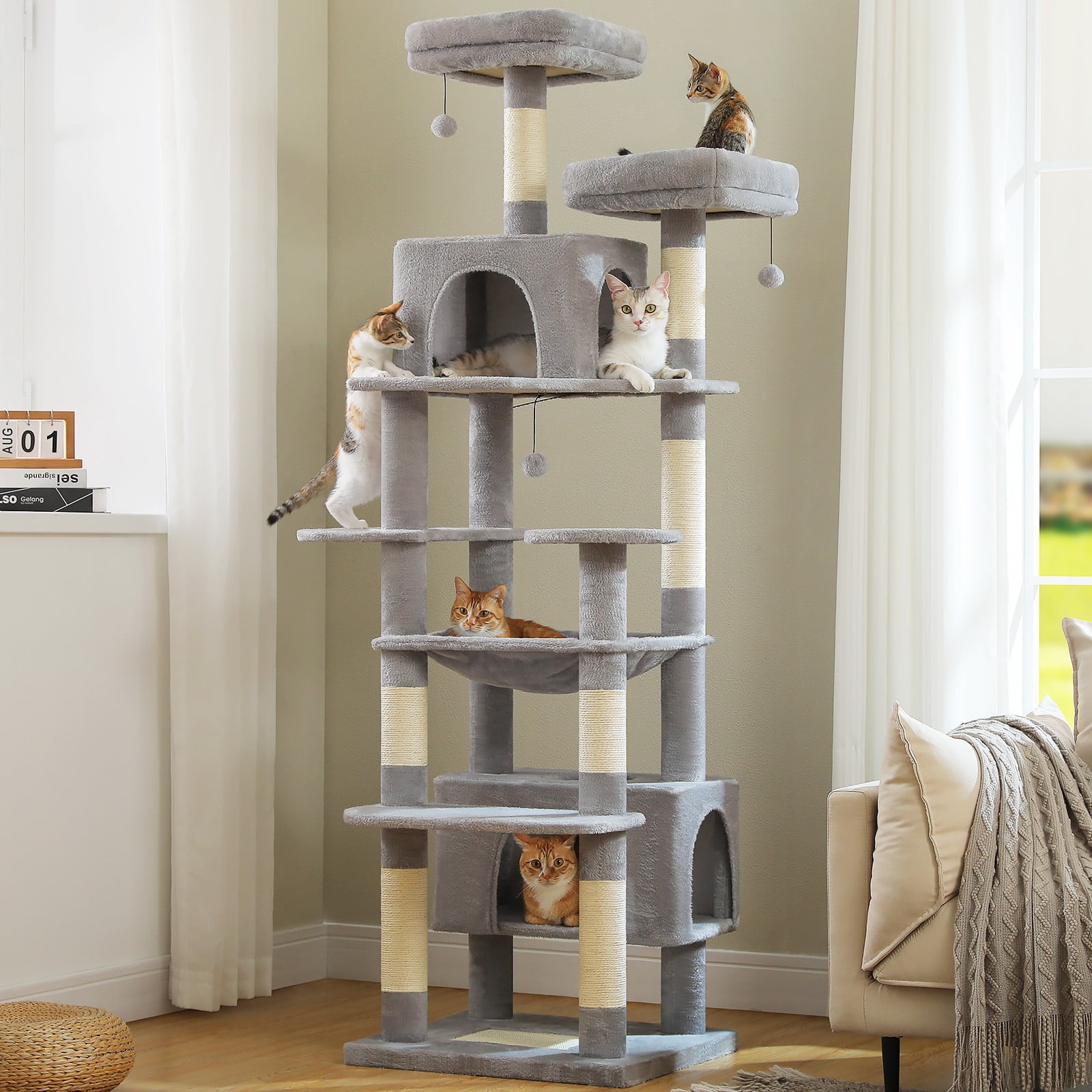 SPITEZ Road Cat Tree for Indoor Cat with Scratching Post Toy Gothic Cat ...