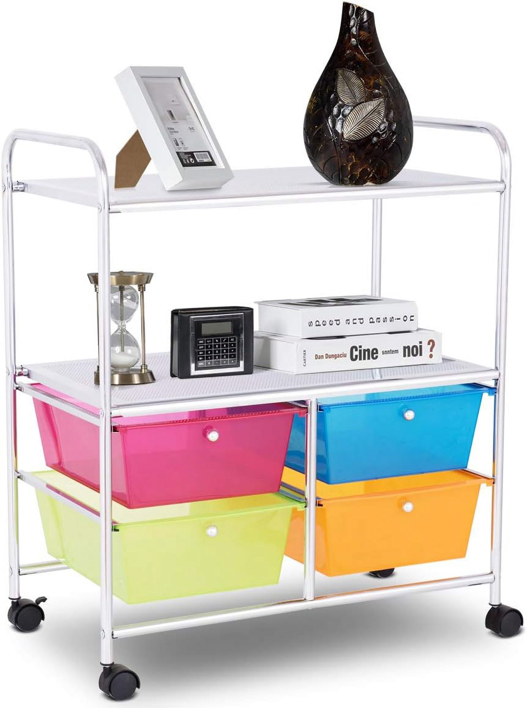 SPITEZ Rolling Storage Cart with 4 Drawers, Utility Cart on Wheels w/2 ...